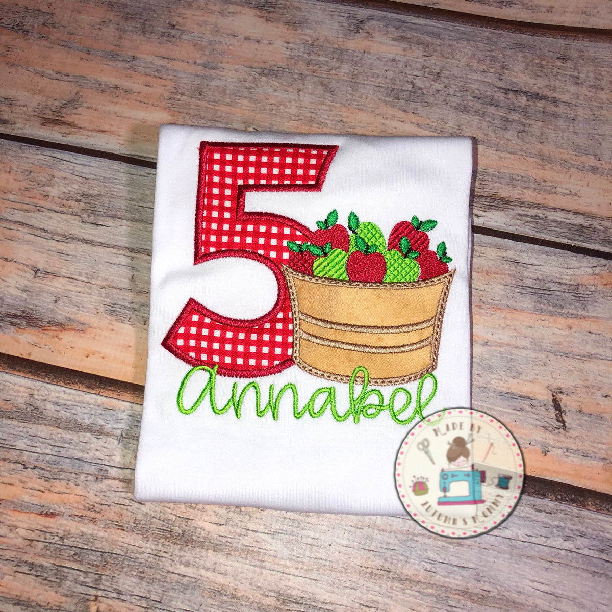 Girls Fall Apple picking shirt, embroidery appliqué, baby girls, toddl ...