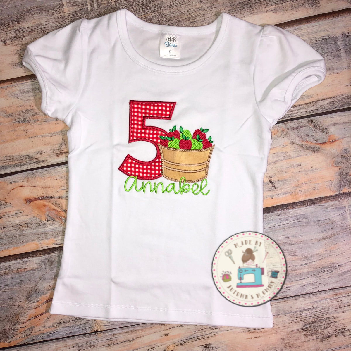 Girls Fall Apple picking shirt, embroidery appliqué, baby girls, toddl ...